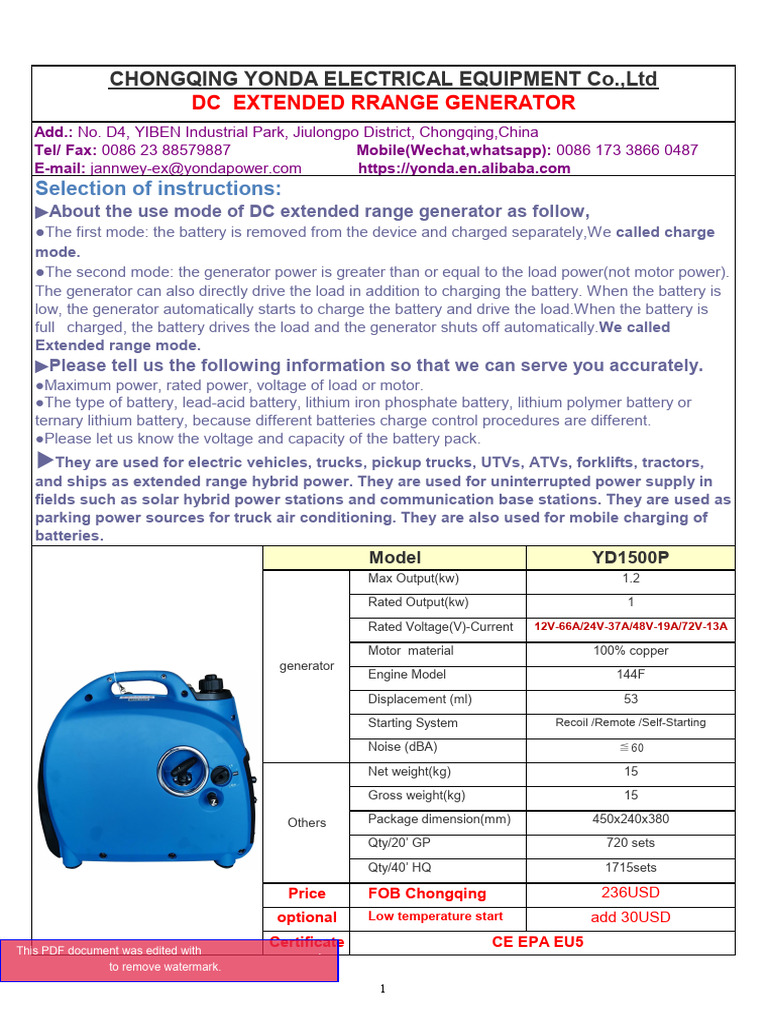 Yonda Extended Range Ganerator | PDF