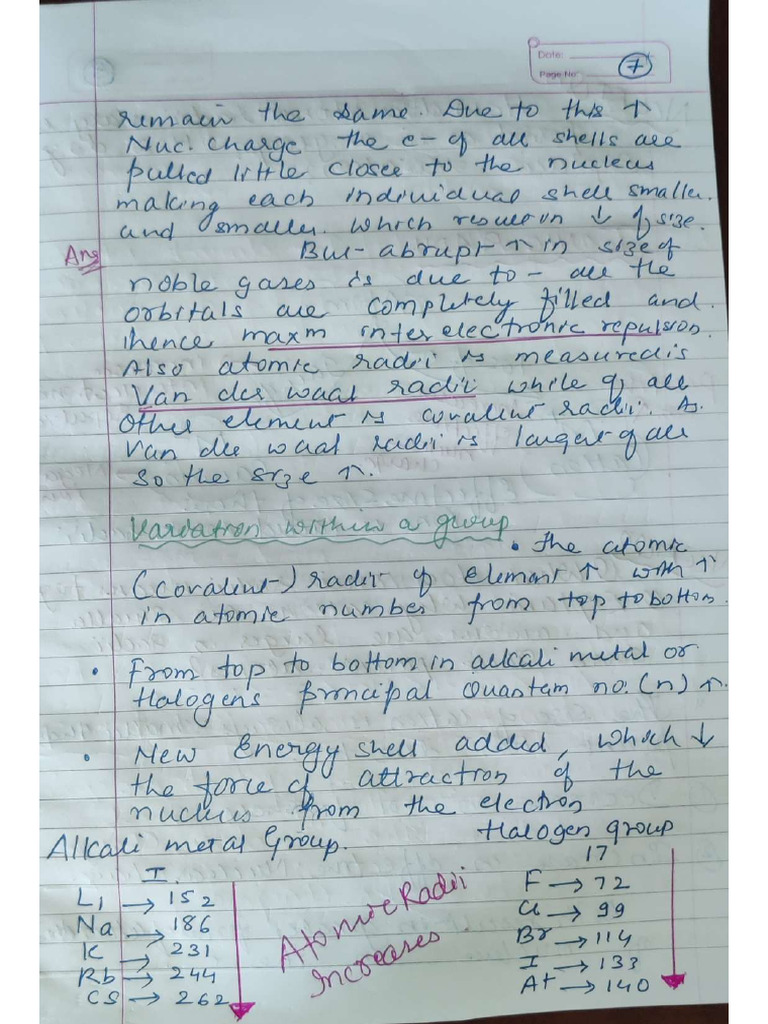 Periodicity Notes Class 11 | PDF