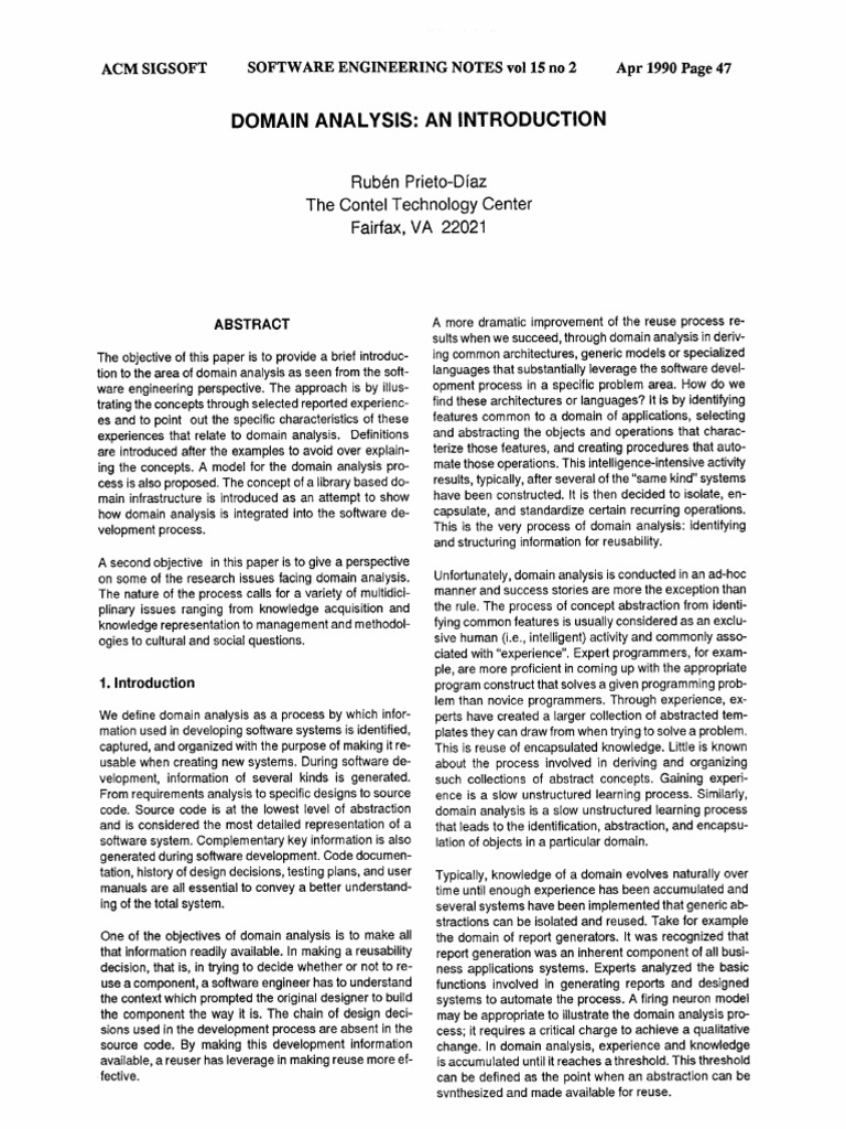 Domain Analysis - An Introduction | PDF