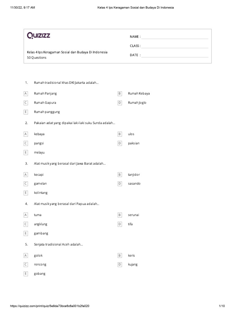 Kelas 4 Ips Keragaman Sosial Dan Budaya Di Indonesia | PDF