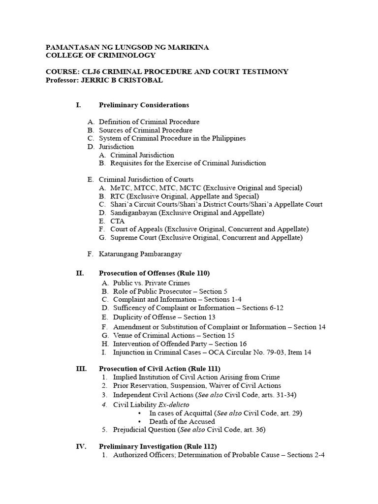 CrimPro Syllabus | PDF