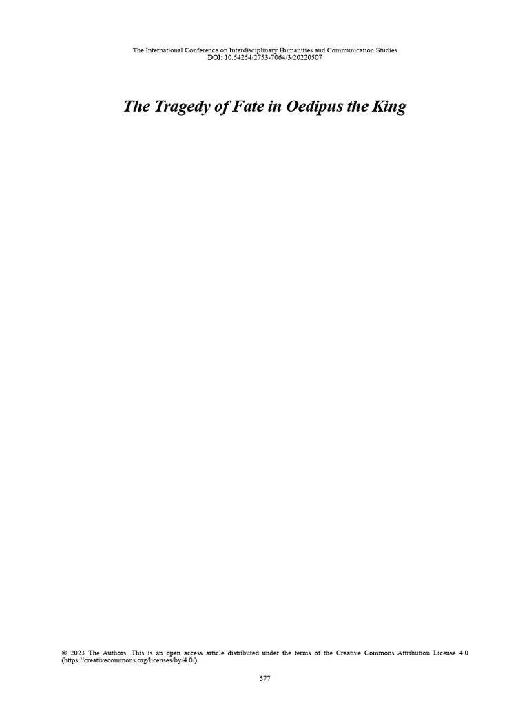 The Tragedy of Fate in Oedipus the King | PDF