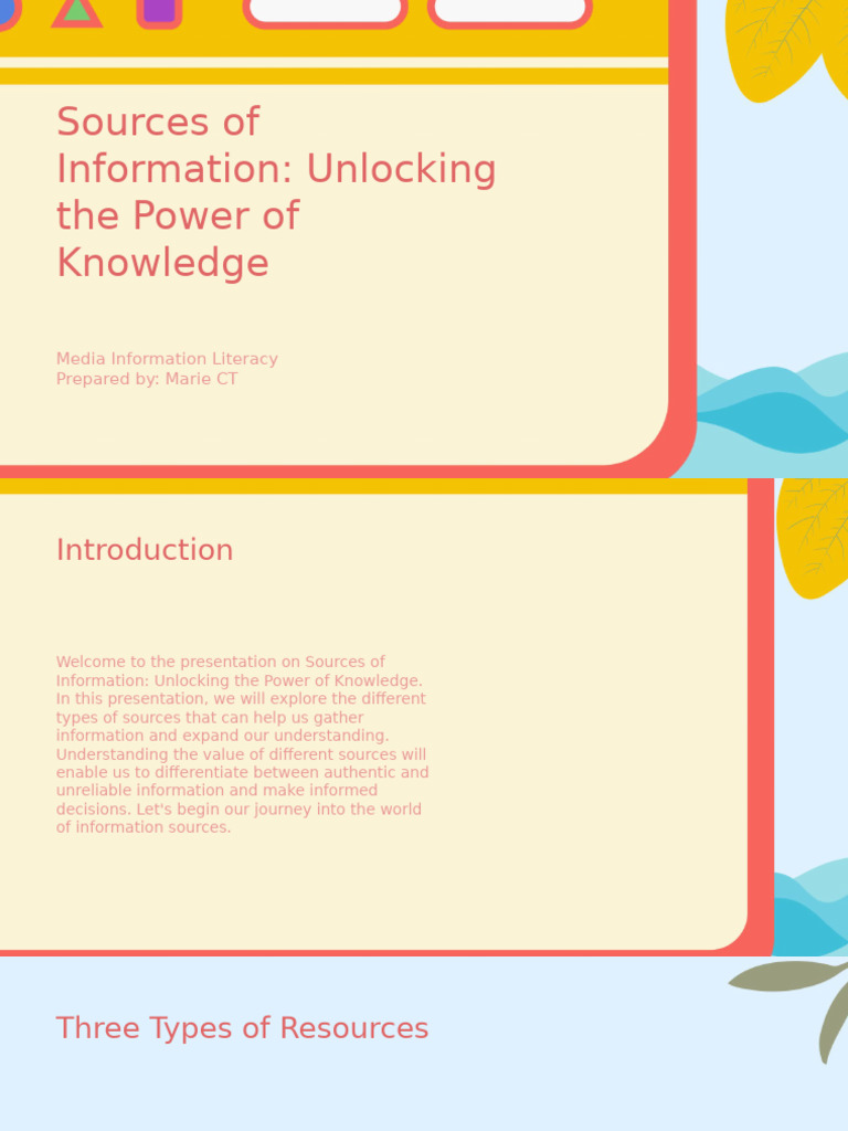 Sources of Information - Unlocking The Power of Knowledge | PDF