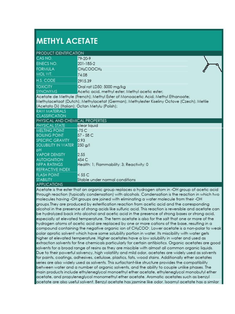 Methyl Acetate | PDF