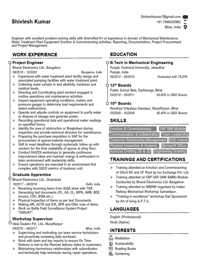 Resume For WTP | PDF