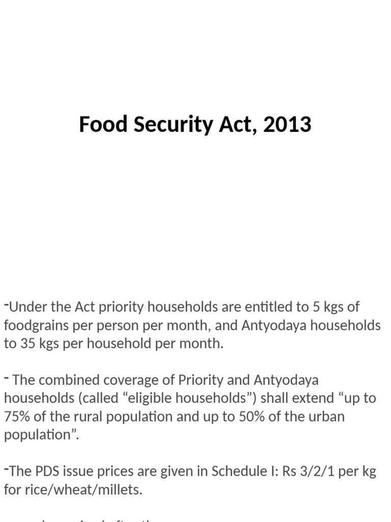 Food Security Act, 2013 | PDF