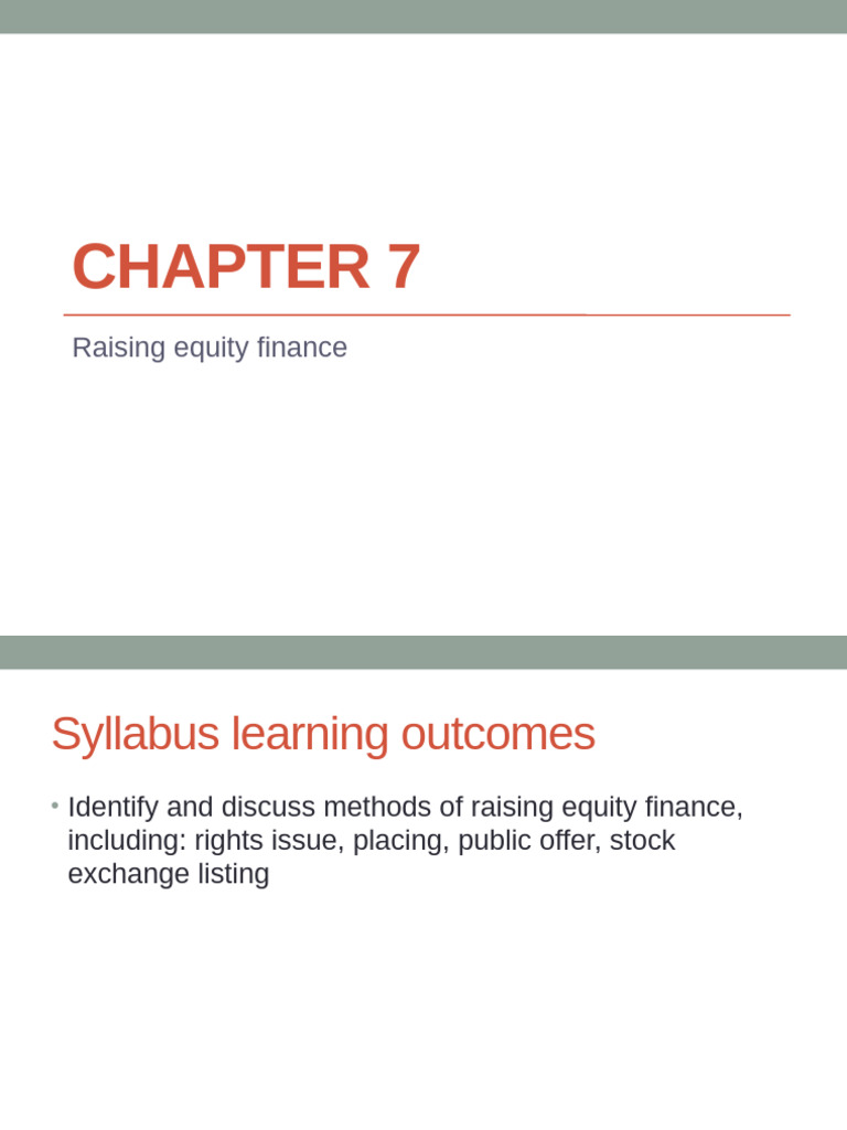 Chapter 7 - Raising Equity Finance | PDF