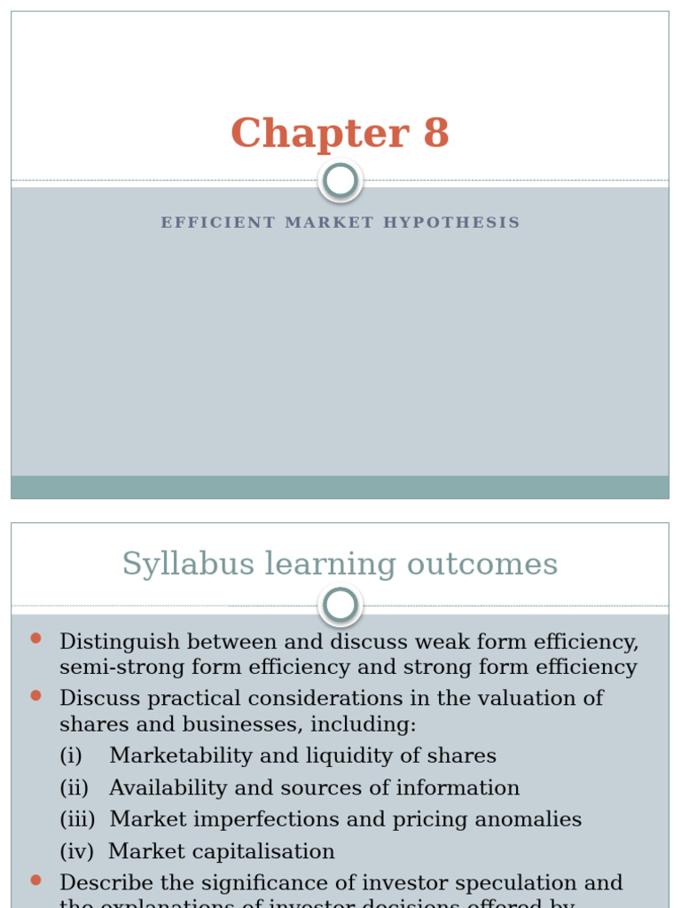 Chapter 8 - Efficient Market Hypothesis | PDF