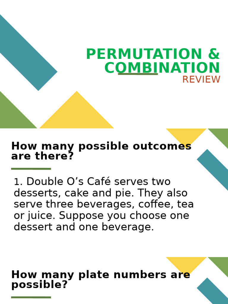 Permutation and Combination Review | PDF