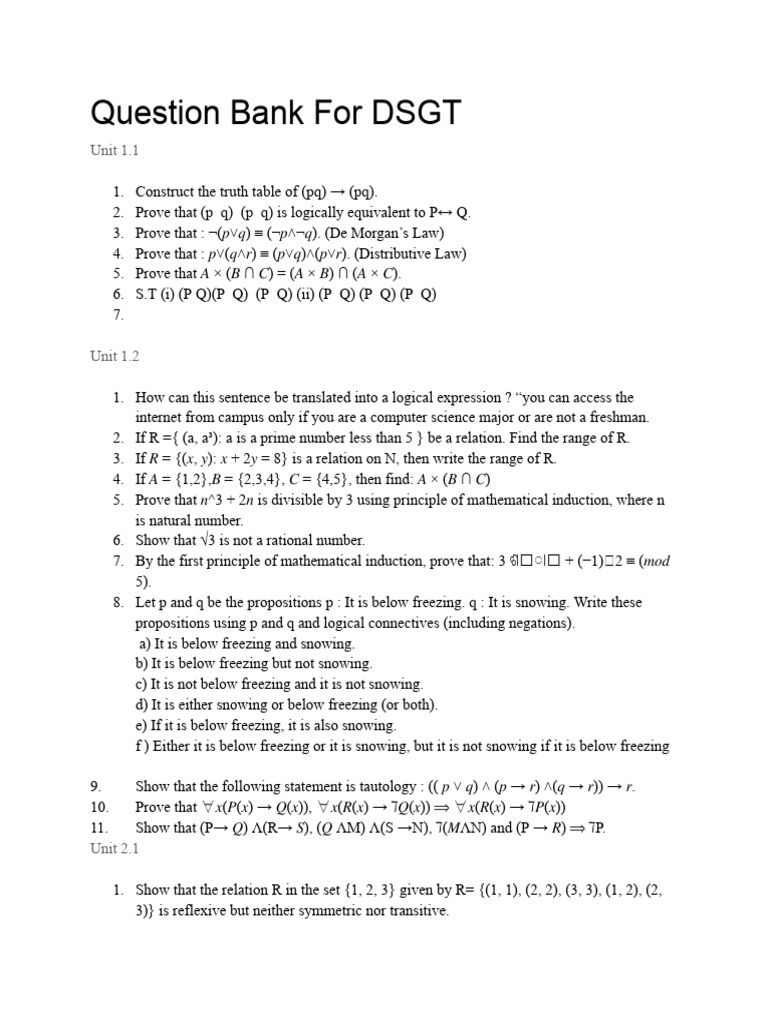 Question Bank For DSGT | PDF