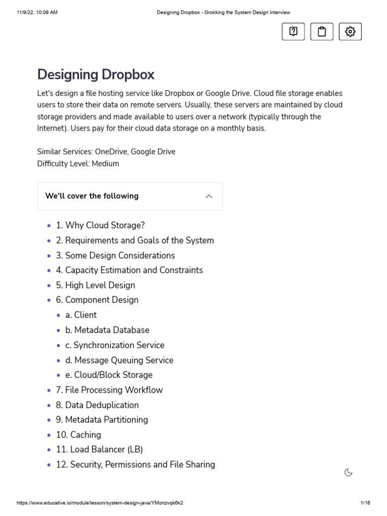 Designing Dropbox - Grokking The System Design Interview | PDF