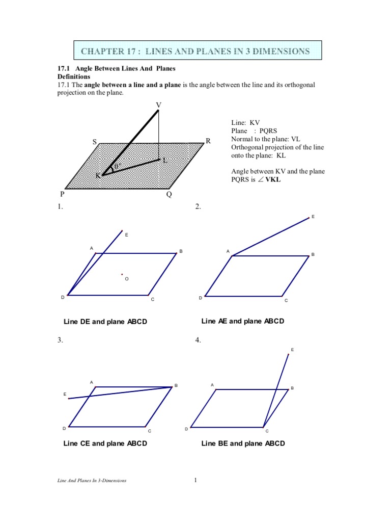 Lines & Planes in 3D | PDF | Rectangle | Convex Geometry
