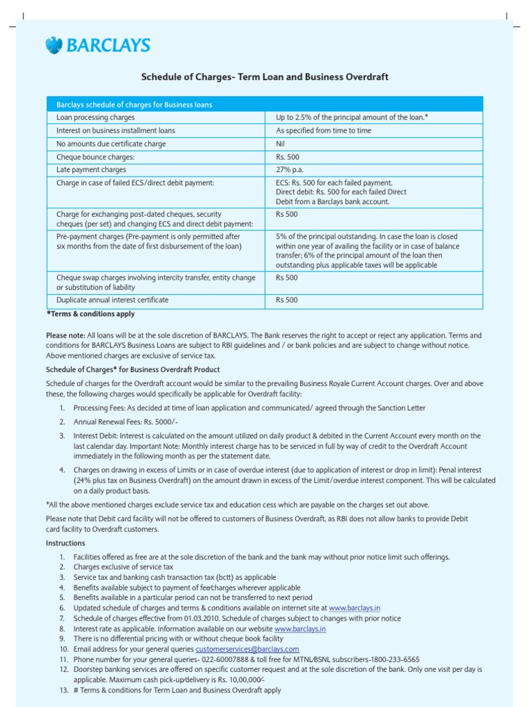 Barclays Business Overdraft Charges Guide | PDF | Overdraft | Interest