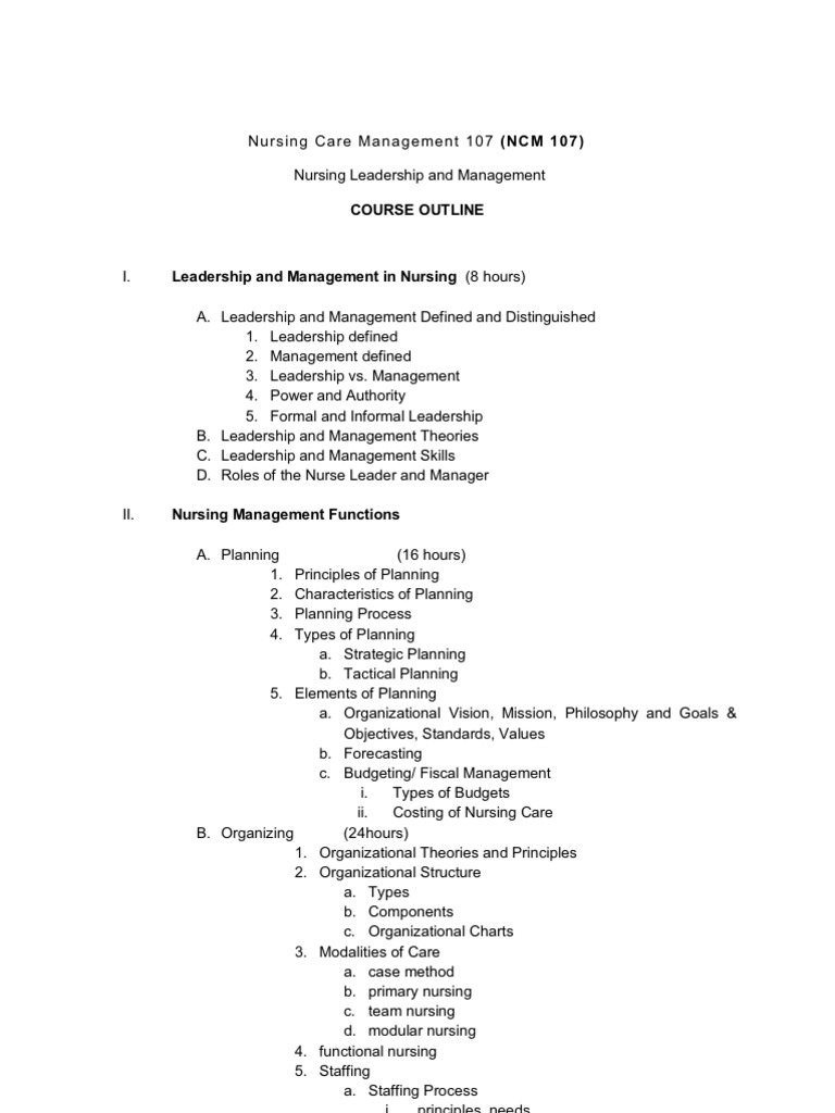 Leg 1 A NCM 107-LMR | PDF | Nursing | Leadership