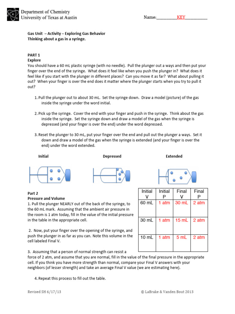 CH301 GasUnit Activity ModelingGasBehavior KEY | PDF