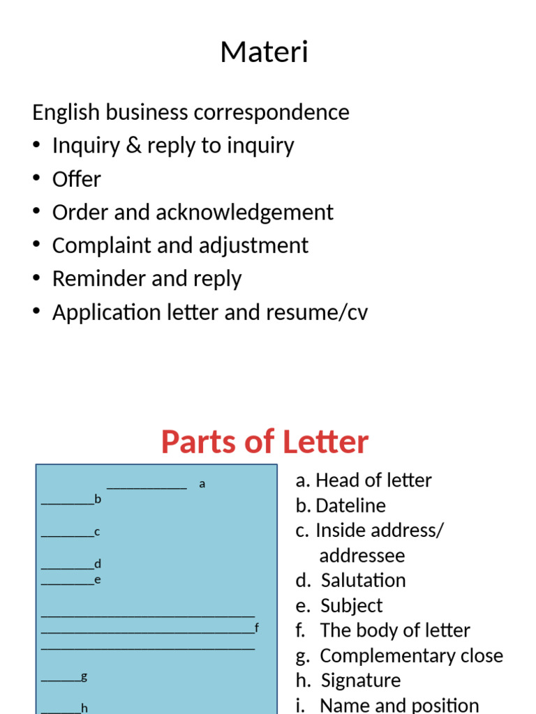Parts of Letter-Ab4 | PDF | Written Communication | Oral Communication