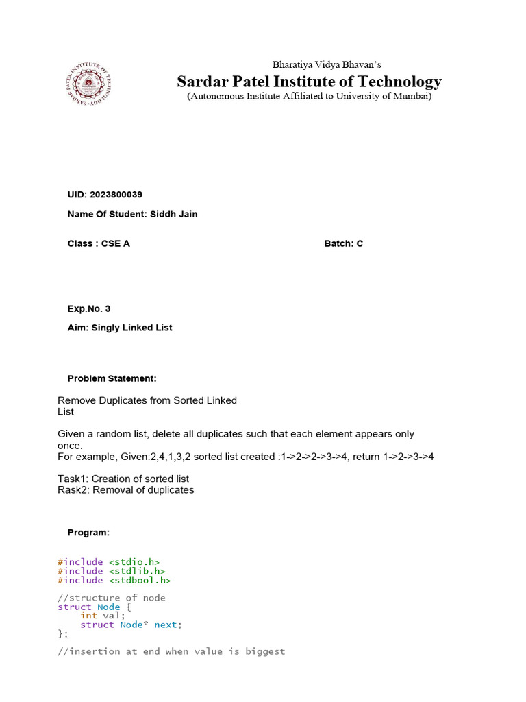 DS Experiment Linked List | PDF