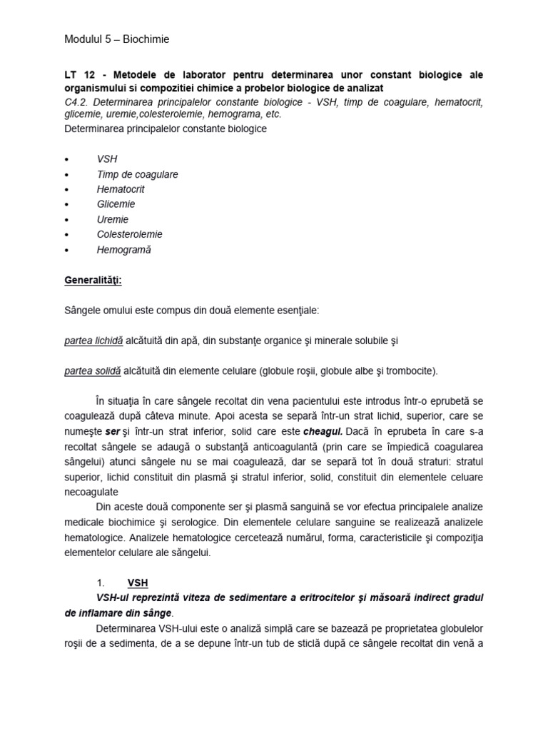 (Postliceală) C12L Biochimie - Metodele de Laborator Pentru ...
