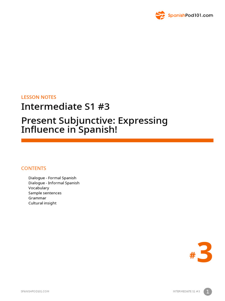 Present Subjunctive in Spanish: Influence | PDF | Grammar | Law