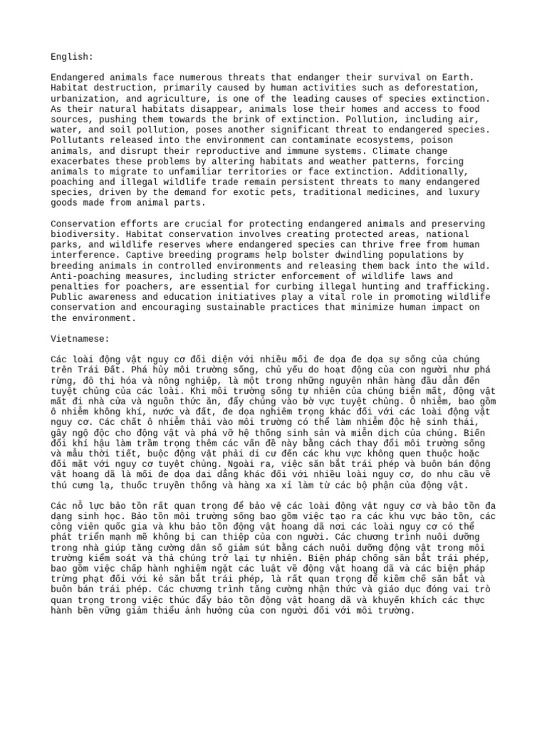 Endangered Animals Problem | PDF