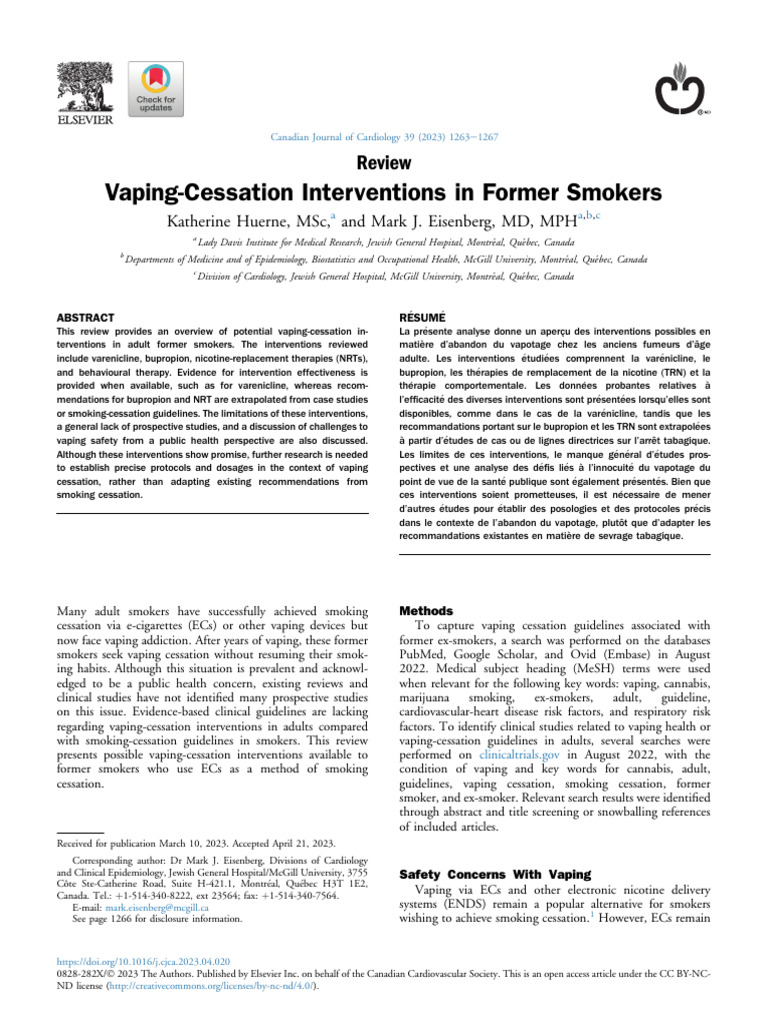 Vaping-Cessation Interventions in Former Smokers | PDF