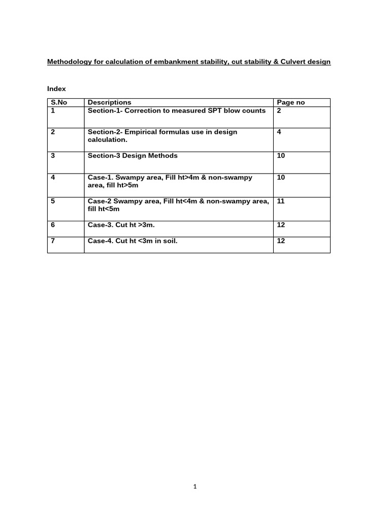 Methodology For Calculation of Embankment Stability Cut Stability ...