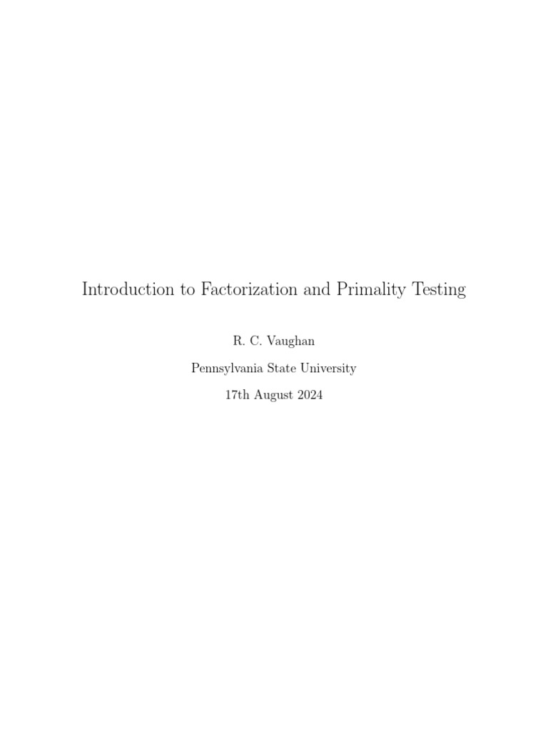 Introduction To Factorization and Primality Testing | PDF