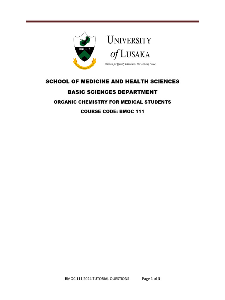 Bmoc 111 Tutorial 1 | PDF