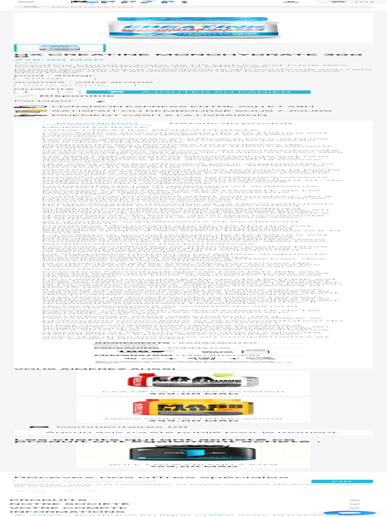 CREATINE MONOHYDRATE 300g HX Nutrition Nutrisport - Ma Maroc Rabat | PDF