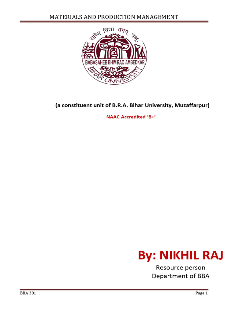 Materials and Production Management, By. Nikhil Raj | PDF