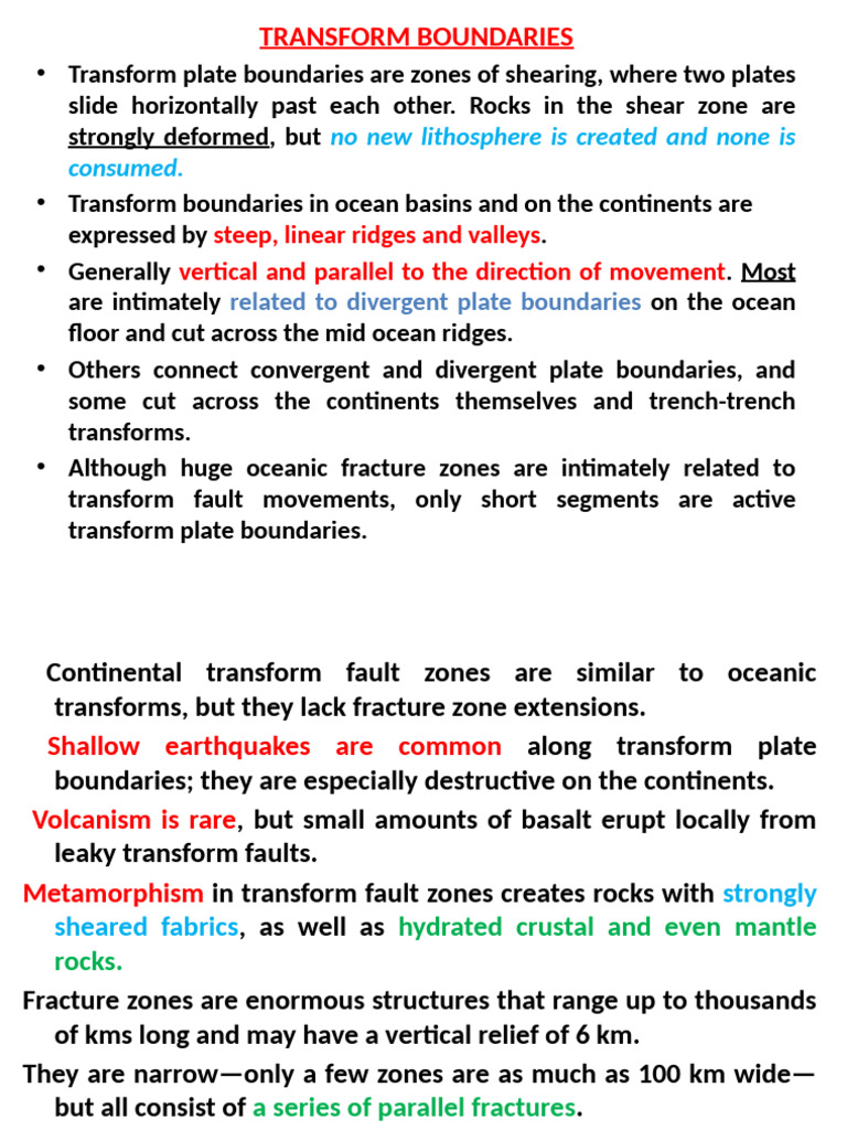 Plate Tectonics Transform Boundary | PDF