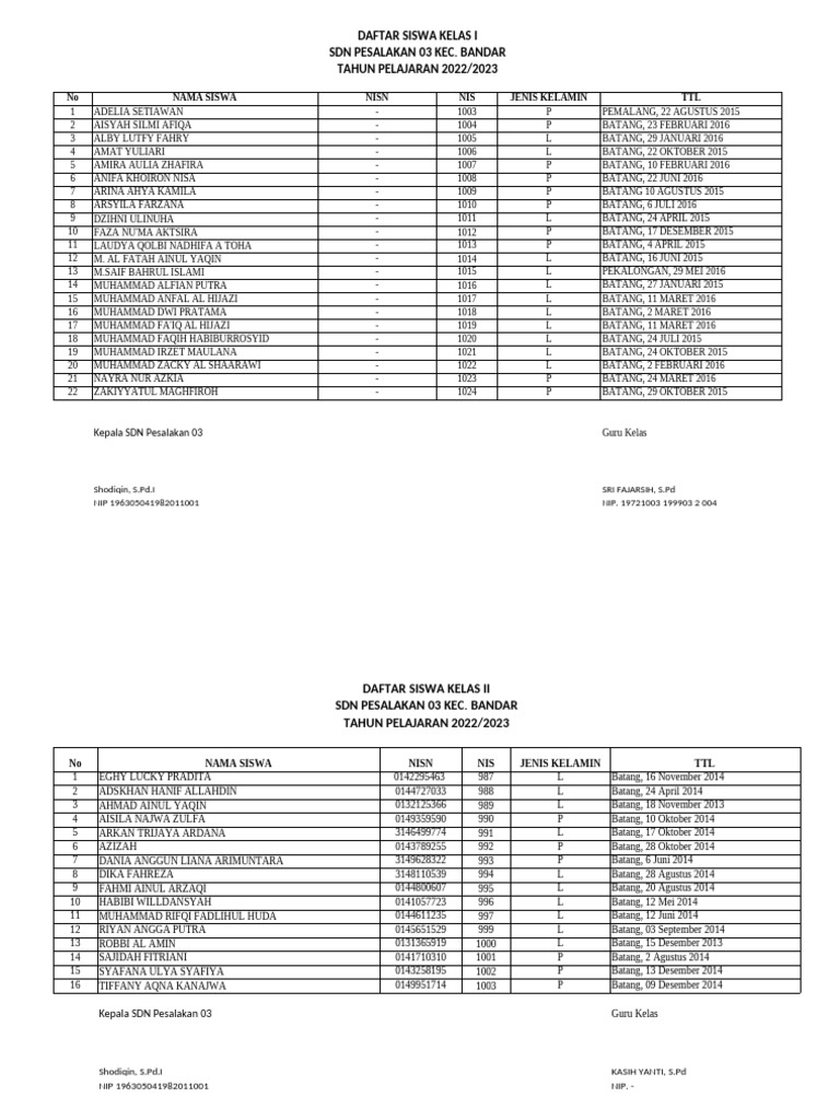 Data Siswa 2022 Terbaru | PDF