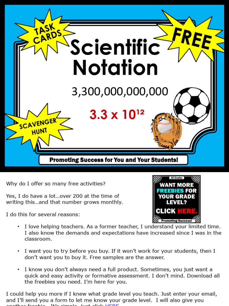 FREEScientific Notation Task Cards 2019 | PDF