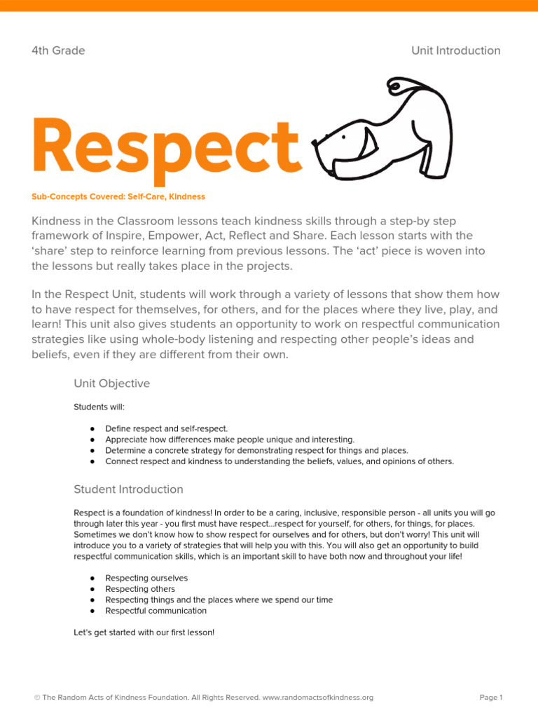 KIC Grade 4 Unit 1 Respect | PDF