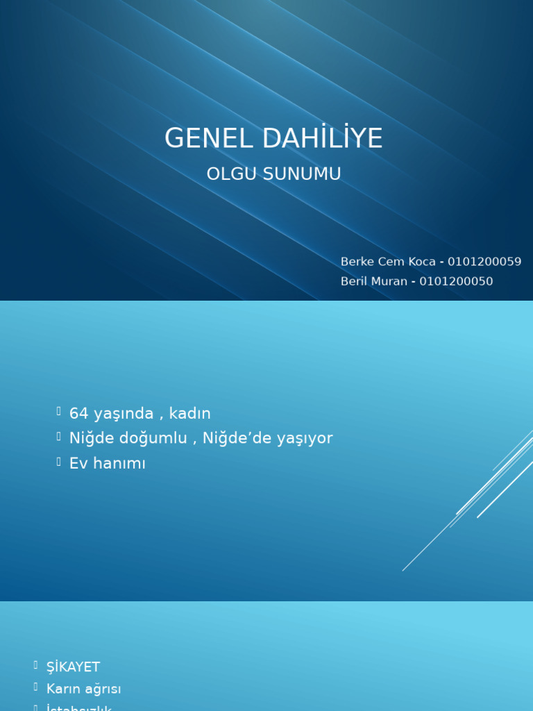 Genel Dahiliye Olgu Sunumu | PDF
