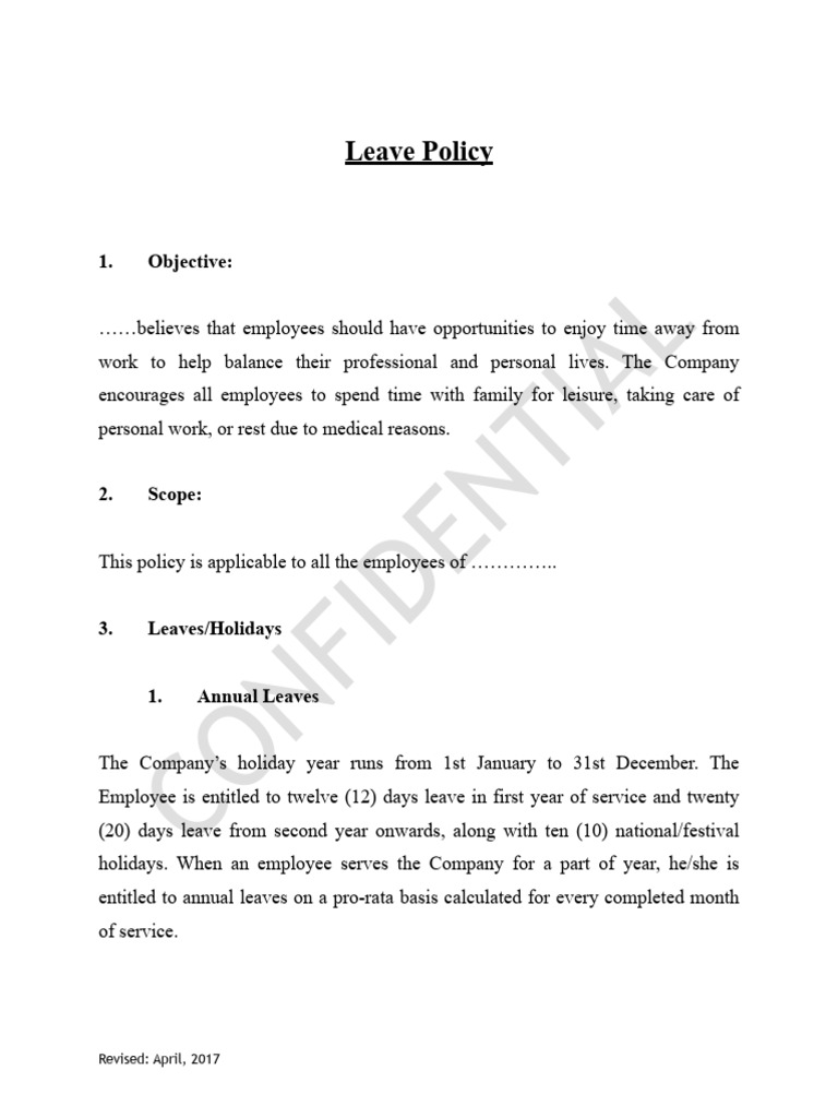 Sample Leave+Policy | PDF | Parental Leave | Career & Growth