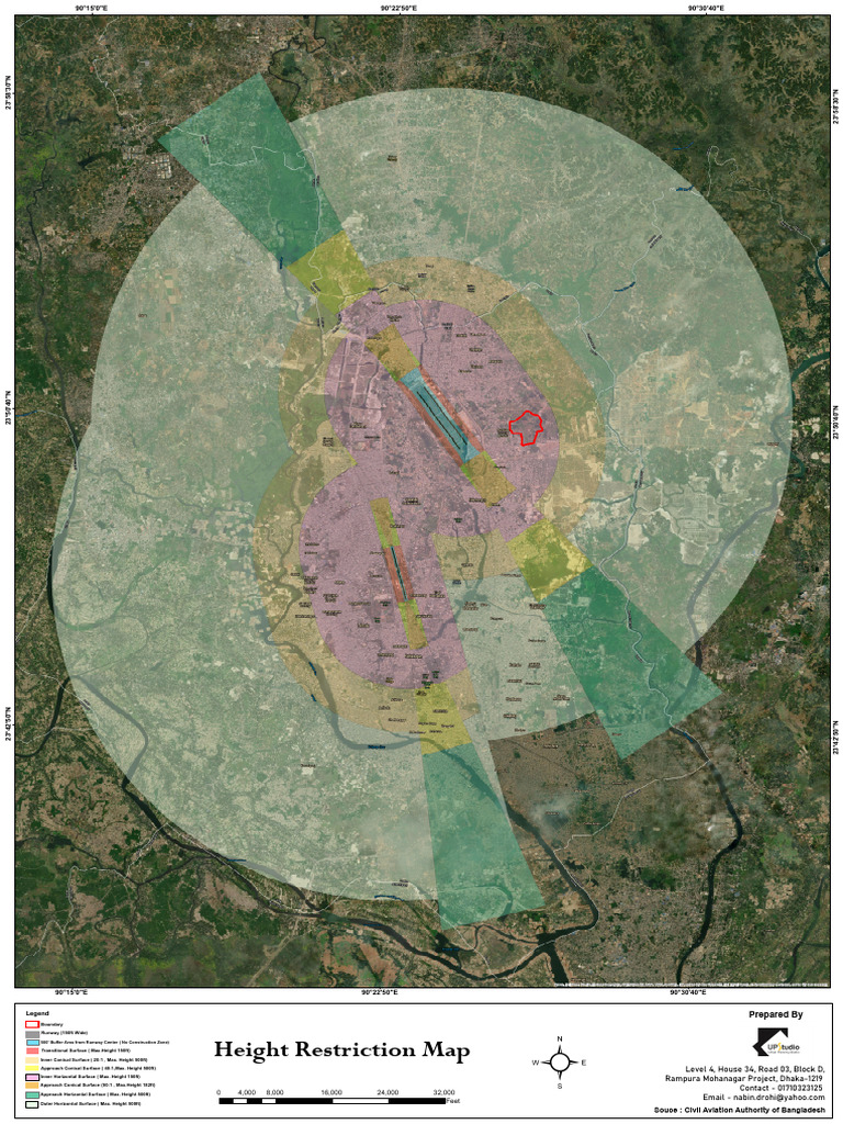Height Restriction Map of Airports Overlay Zones in Dhaka (Feet) | PDF