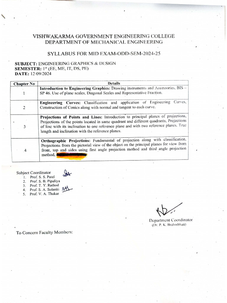 EGD Mid Sem Syllabus - Odd 2024 | PDF