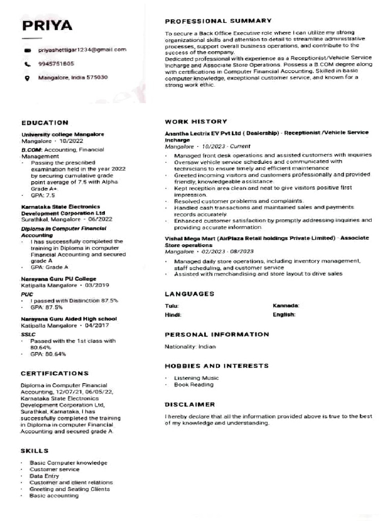 Resume(1) | PDF