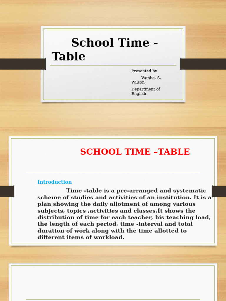 School Time Table | PDF