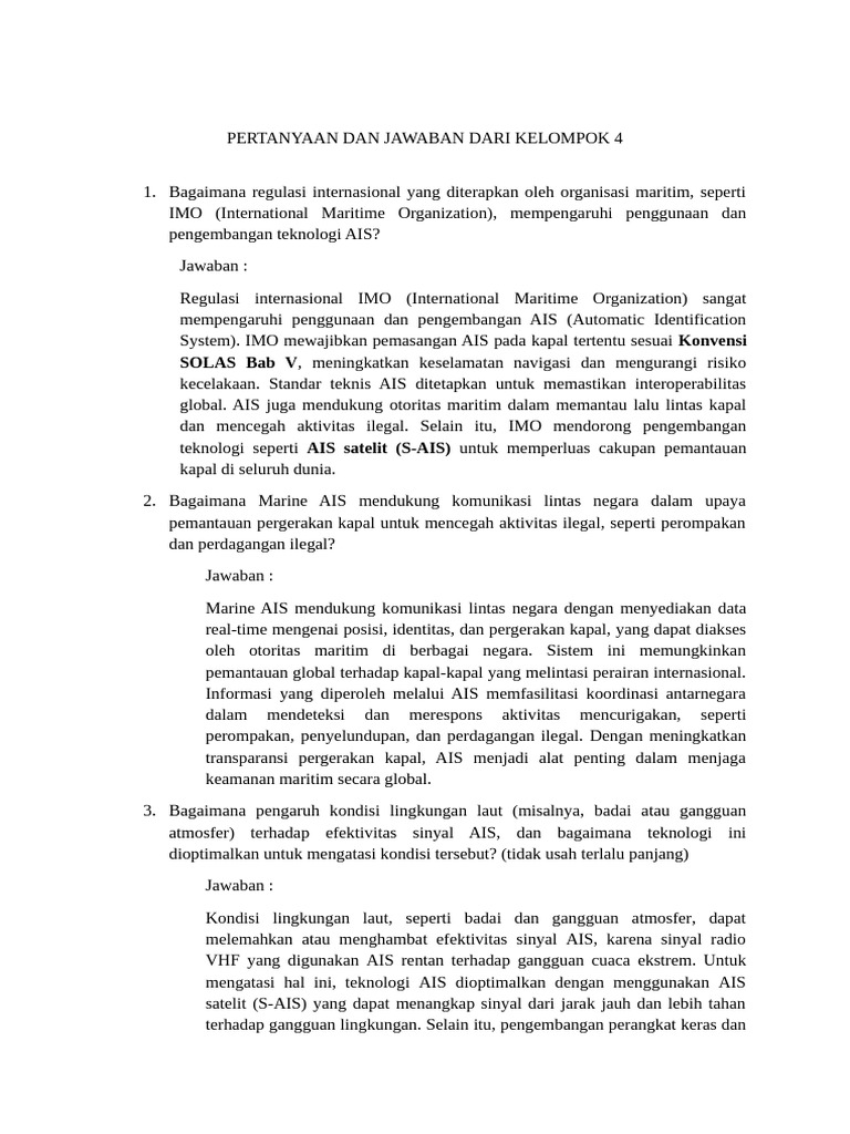 Dampak Regulasi IMO pada Teknologi AIS | PDF