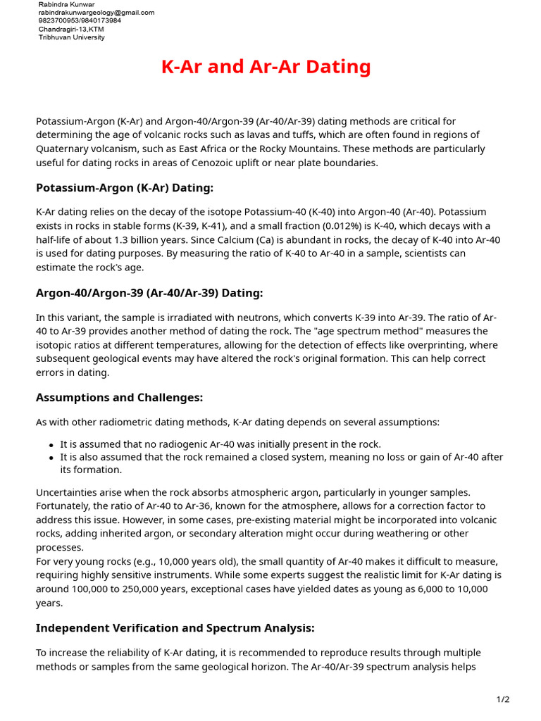 K-Ar and Ar-Ar Dating | PDF | Nuclear Physics | Nuclear Chemistry