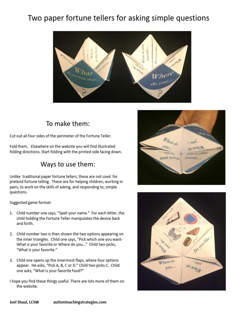 Paper Fortune Tellers Two For Asking Simple Questions | PDF