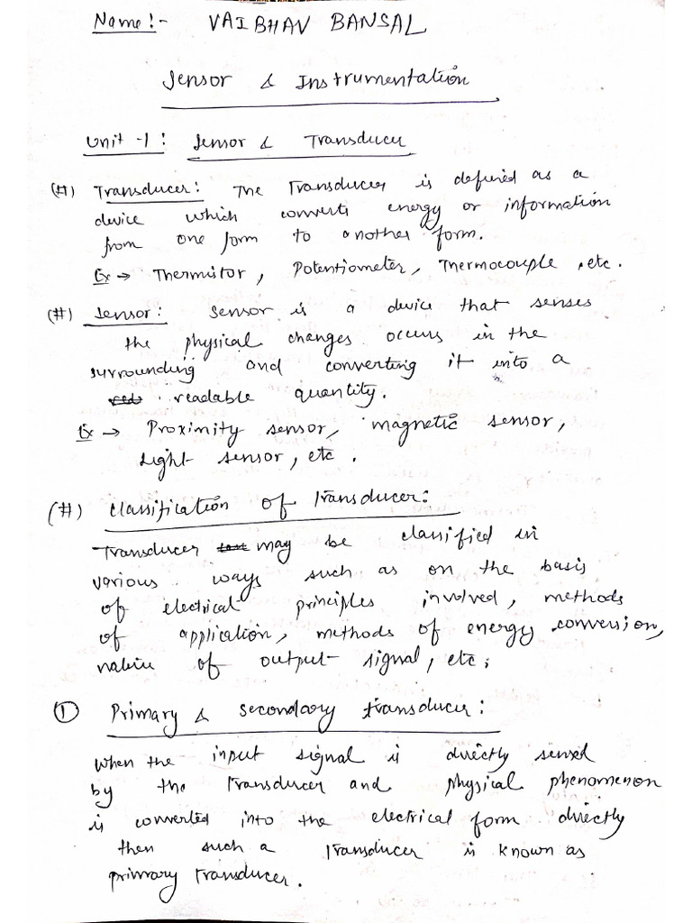 Sensor Complete Notes | PDF