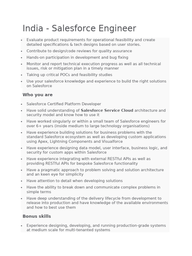 Sales Force Engineer NOMO | PDF