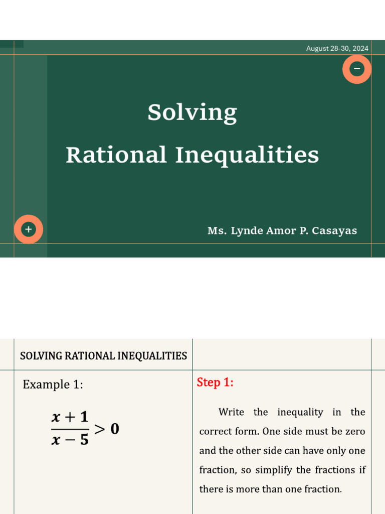 Solving Rational Inequalities | PDF | Interval (Mathematics ...