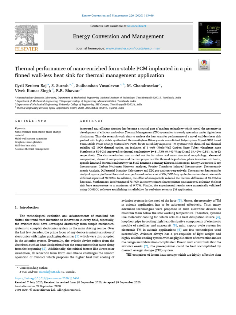 Thermal Perfromance of Form-Stable PCM Implanted Heat Sink | PDF ...