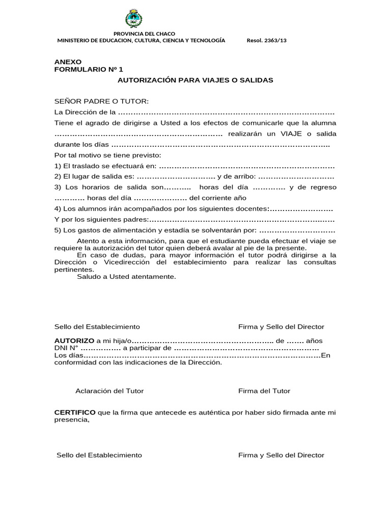 Form. de 2363 en Word Salidas y Viajes | PDF
