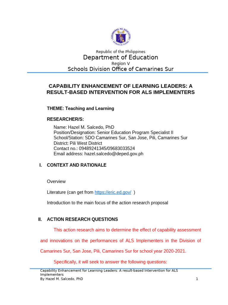 New Template 5 Action Research Proposal | PDF