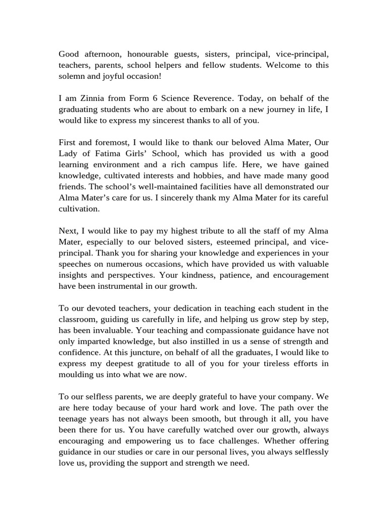 Grad - Speech - Zinnia Leong | PDF